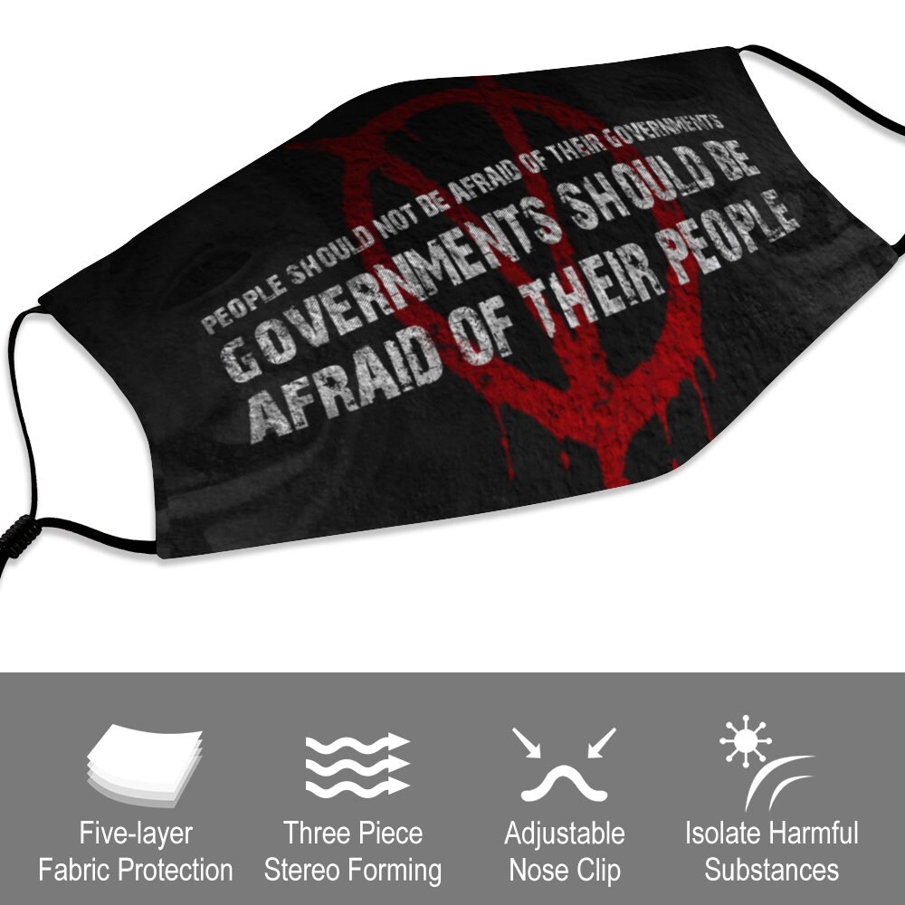 V Vendetta People Afraid Government Guy Fawkes Protest Rebel Anti Cloth ...