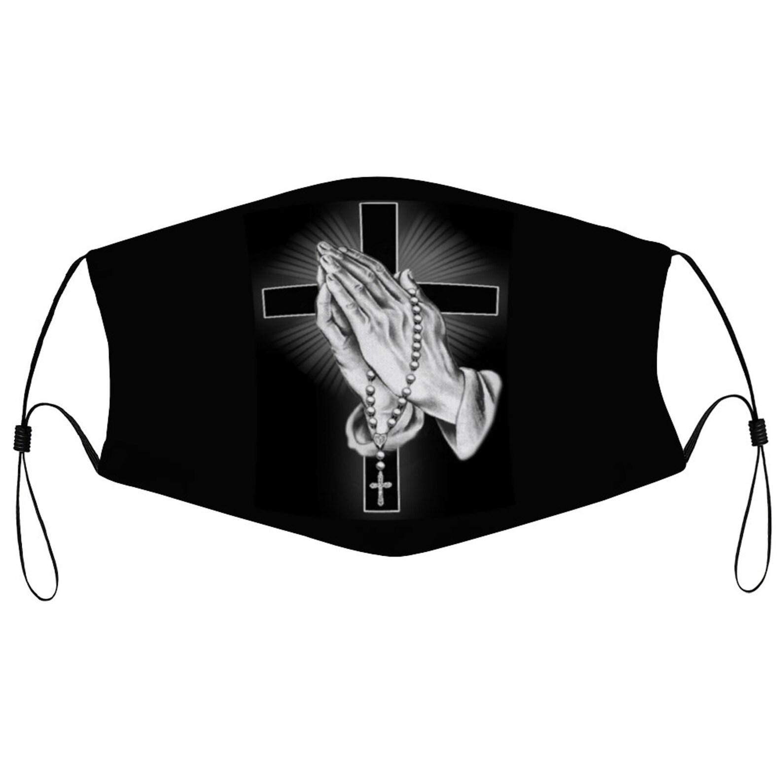 Catholic Rosary Praying Hands Jesus Cross Faith Christian Cloth Face ...