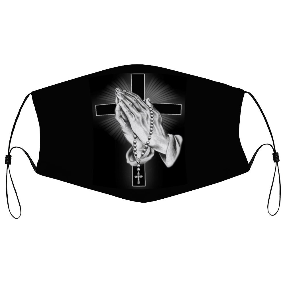 Catholic Rosary Praying Hands Jesus Cross Faith Christian Cloth Face ...