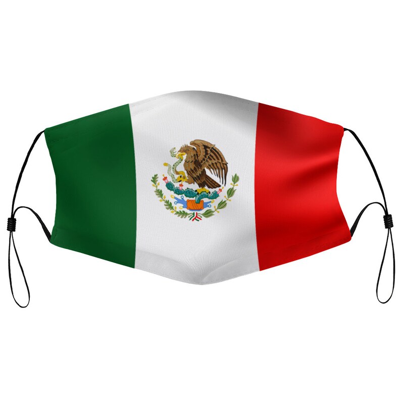 Mexican Flag Bandera De México Red White Green Cloth Face Mask With 2 ...