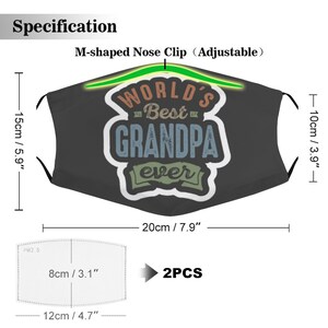 World's Best Grandpa Ever Pop Papa Paw Gramps Gray Cloth Face Mask W/ 2 ...