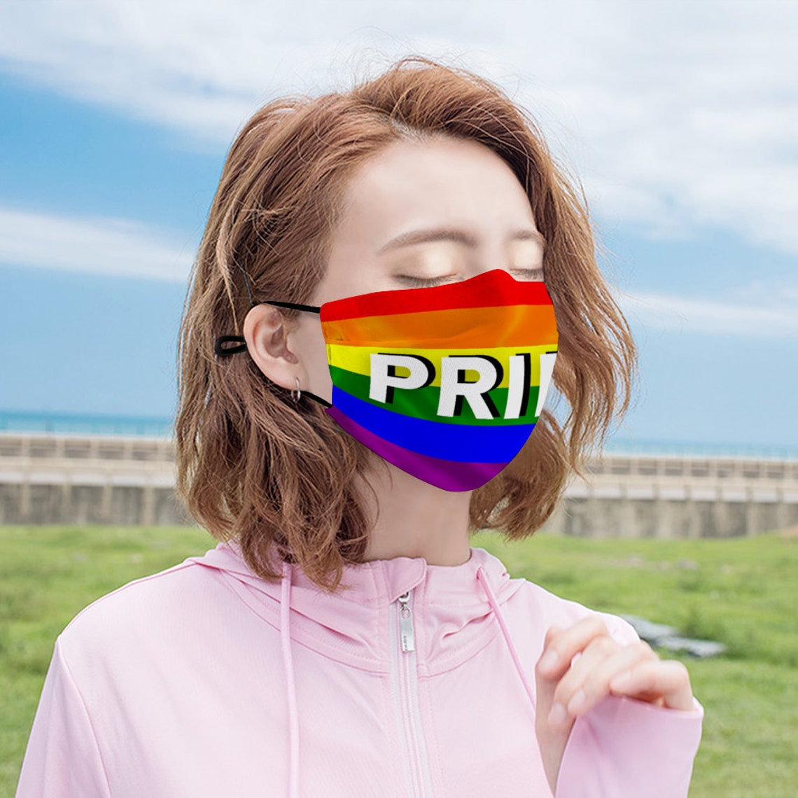 LGBTQIA Pride Love Rainbow Flag Cloth Face Mask With 2 Replaceable ...