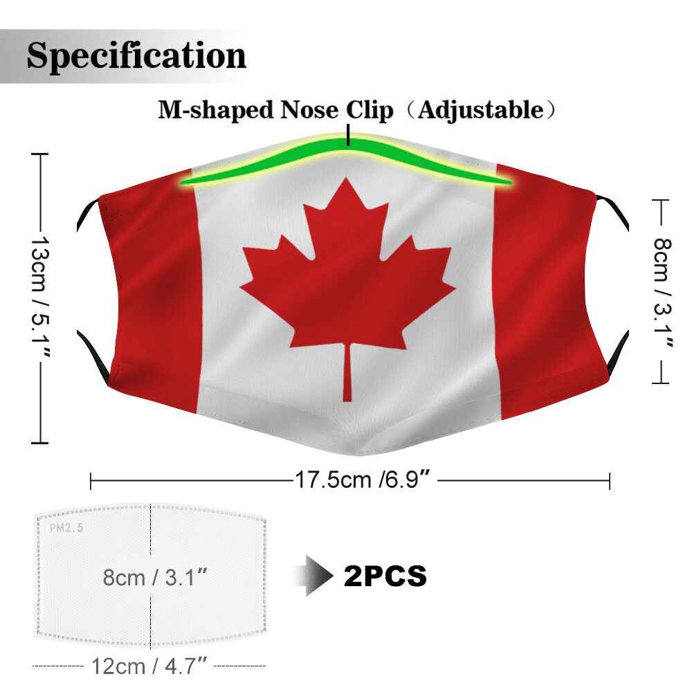 Canadian Flag Canada Maple Leaf Banner Red White Cloth Face Mask With 2 ...