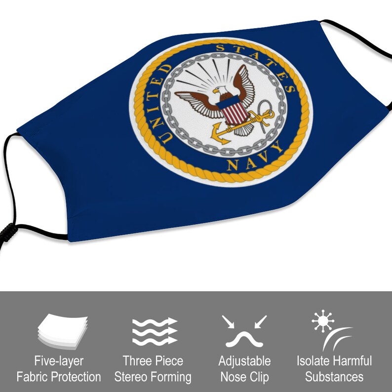 US Navy Armed Forces Military Patriotic Proud USA Veteran Cloth Face ...