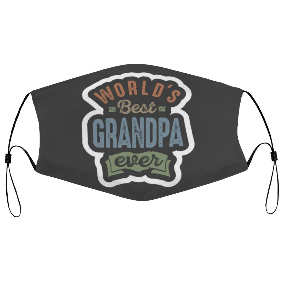 World's Best Grandpa Ever Pop Papa Paw Gramps Gray Cloth Face Mask W/ 2 ...