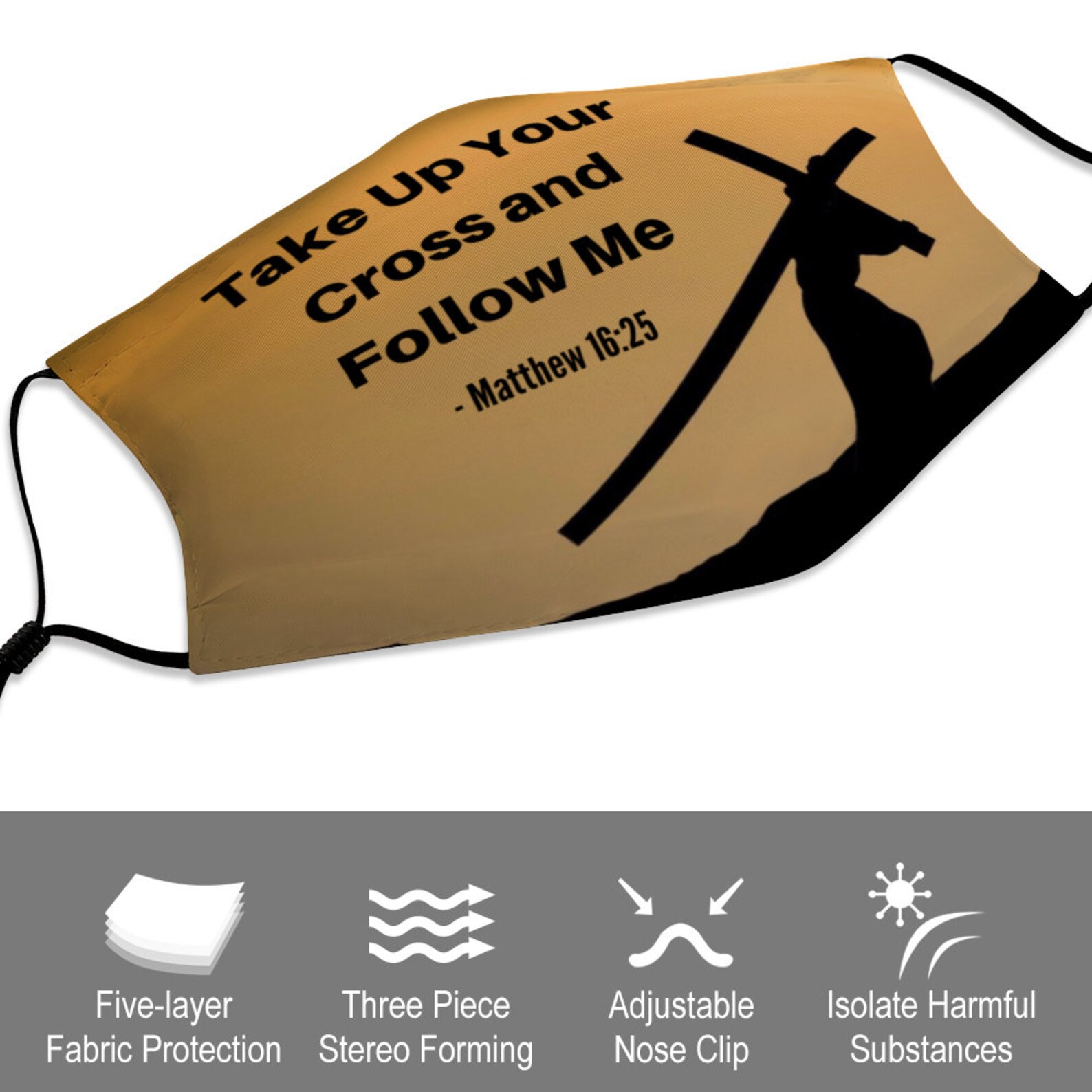 Jesus Take up Your Cross Faith Christian Religious Cloth Face Mask W/ 2 ...
