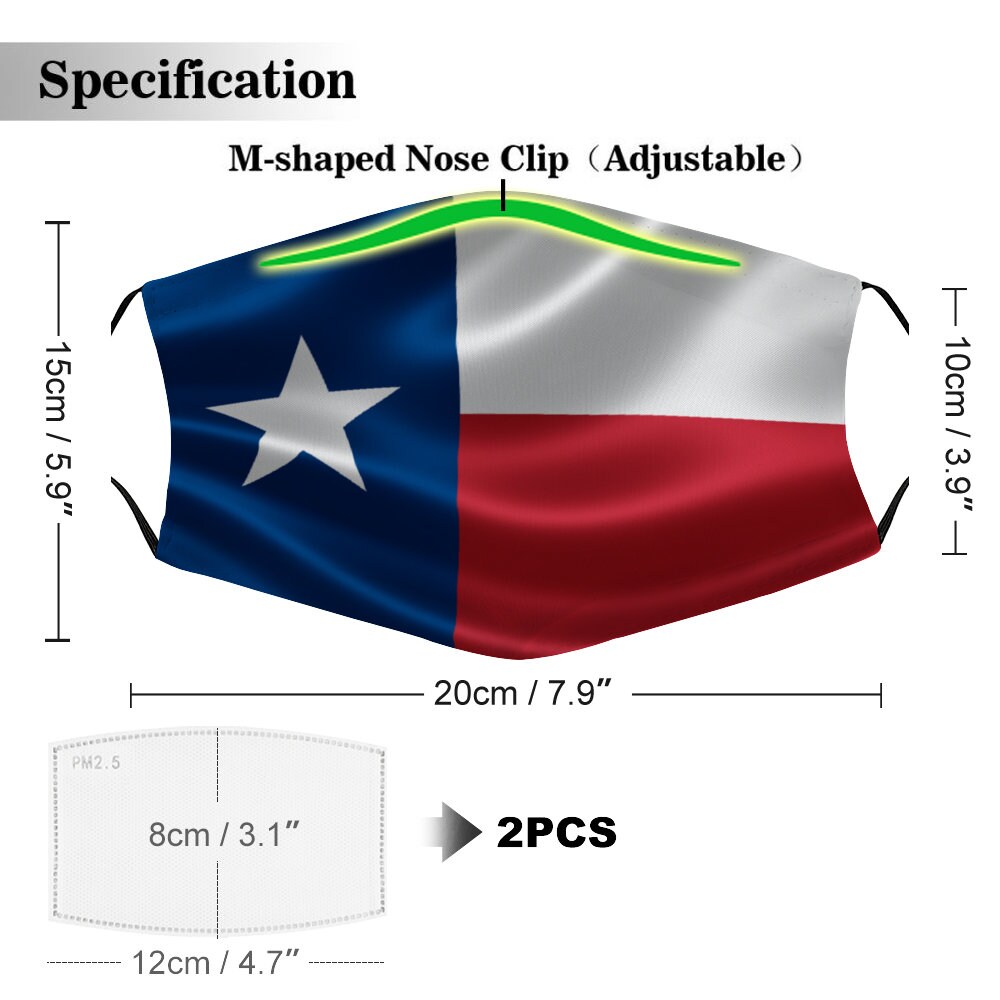 Texas Flag Lone Star State Texan Pride Red Blue Cloth Face Mask With 2 ...