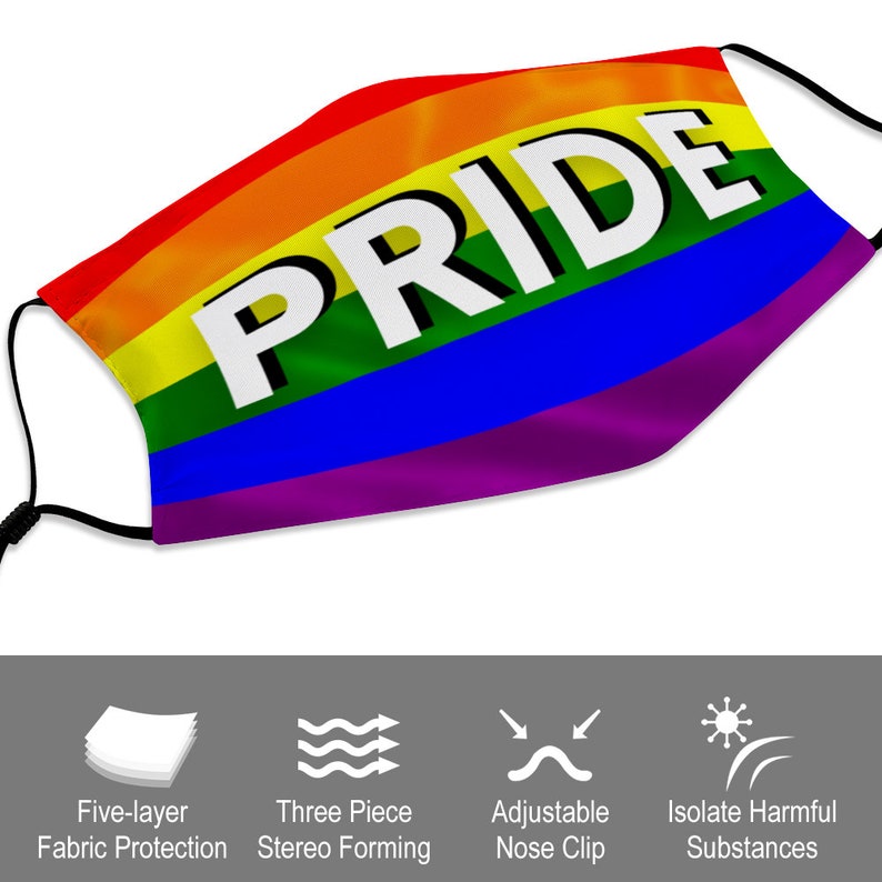 LGBTQIA Pride Love Rainbow Flag Cloth Face Mask With 2 Replaceable ...