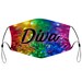Diva Rainbow Glitter Background Black Sassy HBIC Cloth Face Mask With 2 ...