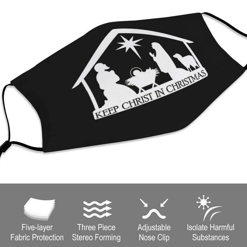 Keep Christ in Christmas Nativity Holiday Jesus Cloth Face Mask With 2 ...