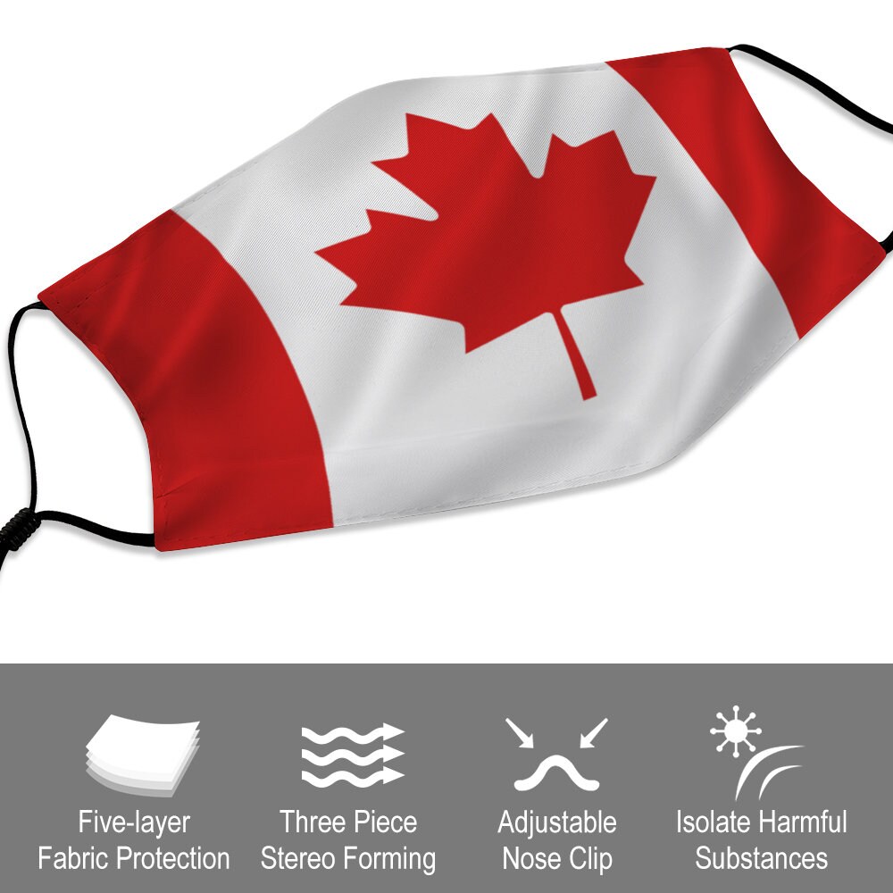 Canadian Flag Canada Maple Leaf Banner Red White Cloth Face Mask With 2 ...