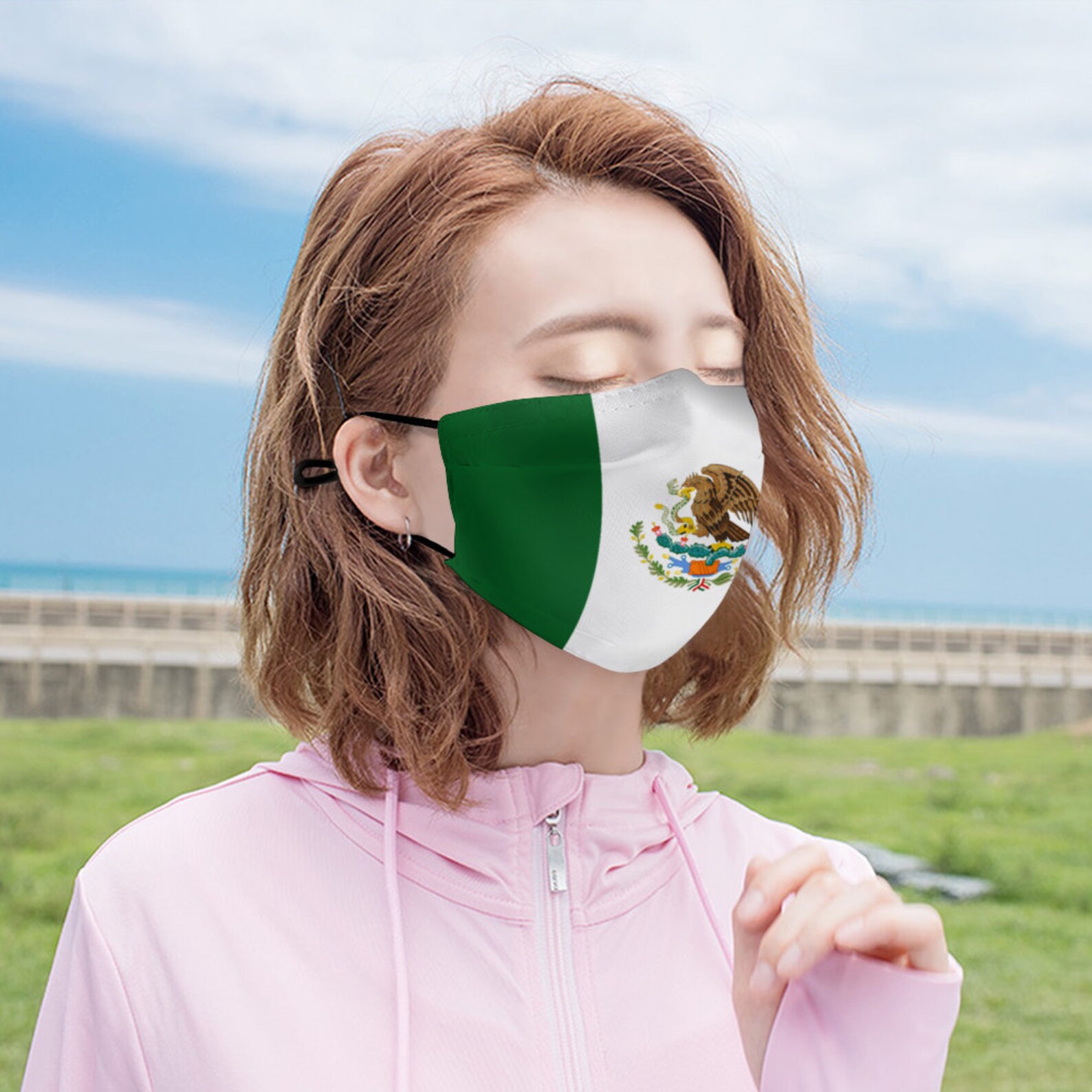 Mexican Flag Bandera De México Red White Green Cloth Face Mask With 2 ...