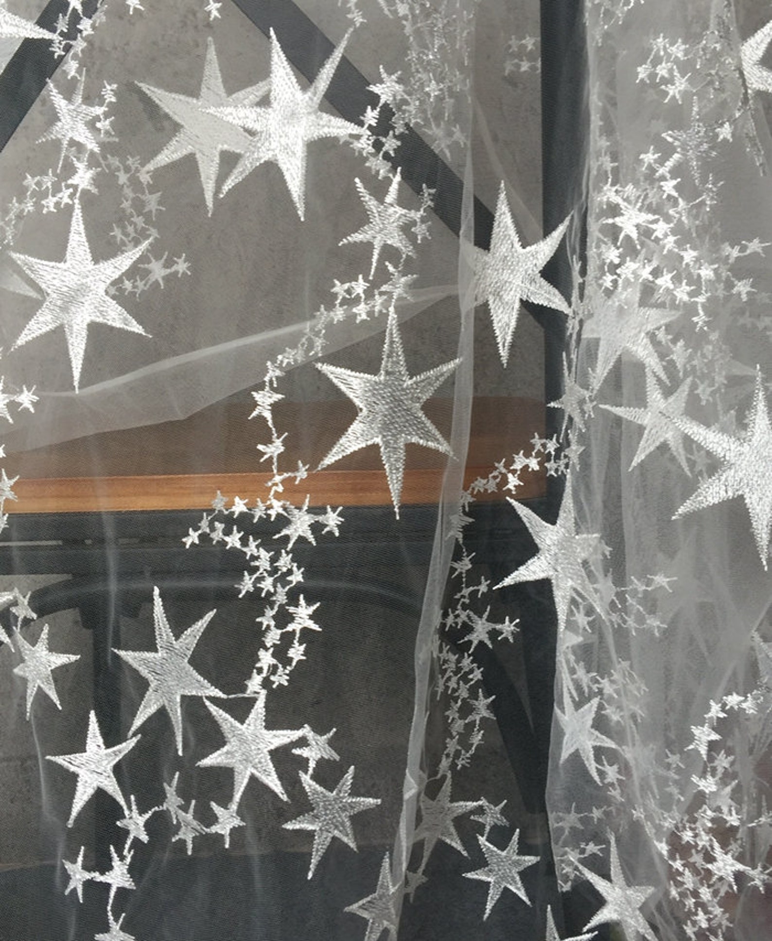 Star Embroidery Tulle Lace Fabric Soft Lace Mesh Constellation Lace ...