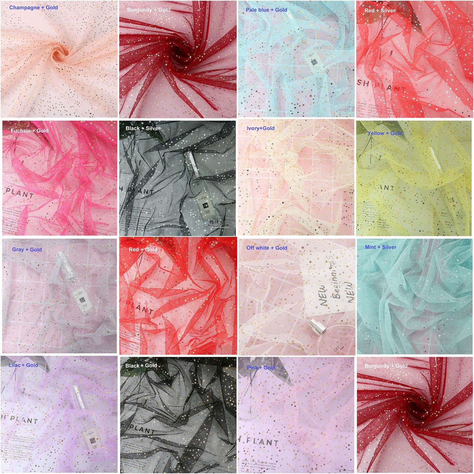 Little Star Glitter Print Tulle Soft Tulle Lace Gold Star | Etsy