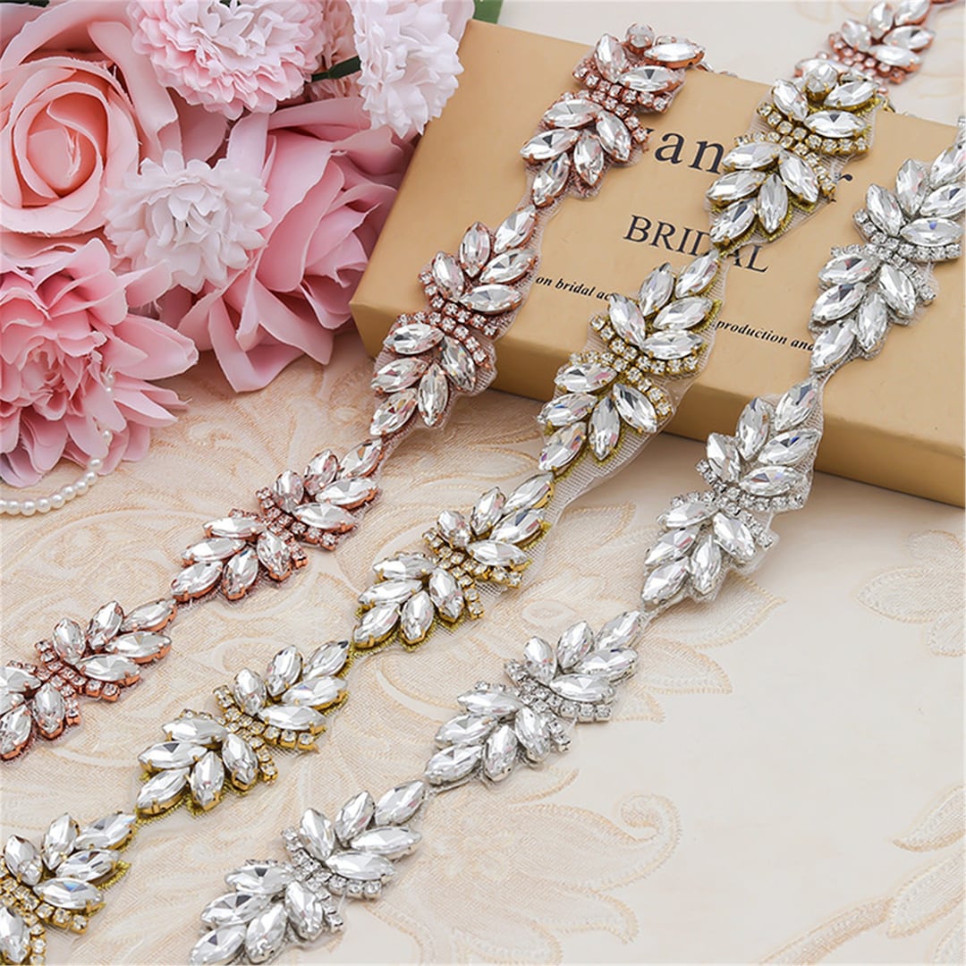 Sparkle Rhinestones Trimming Chain Crystal Applique Wedding Motif ...