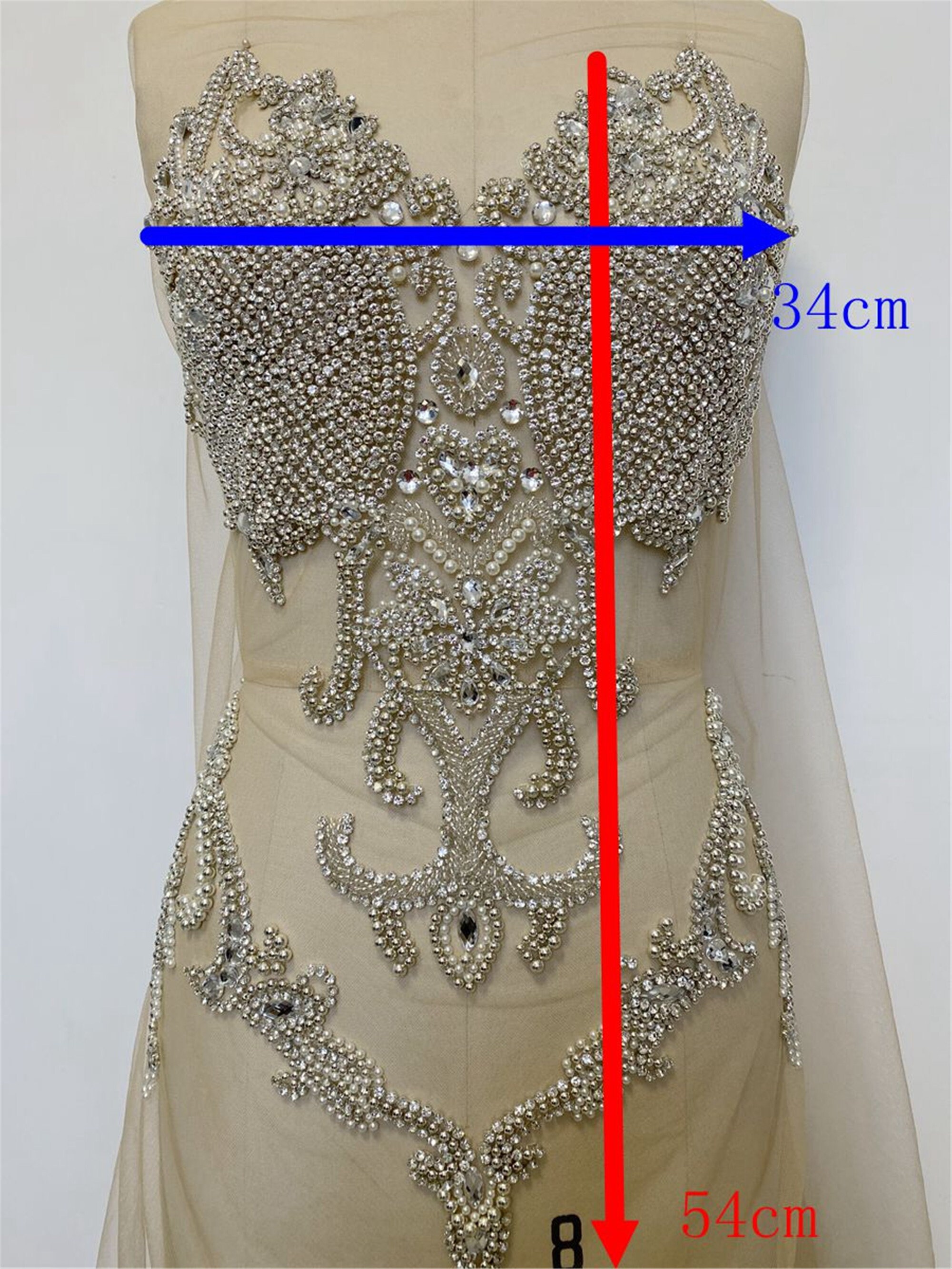 Strass Paillettes Applique Grande Sposa Corpetto Applique / - Etsy Italia