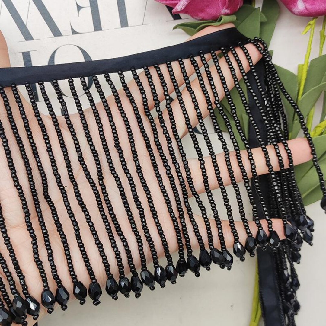 Delicate Drop Bead Fringe Trim Tassel Trim Bugle Bead Tassel for Home ...
