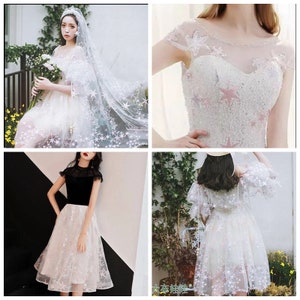 Star Embroidery Tulle Lace Fabric Soft Lace Mesh Constellation Lace ...
