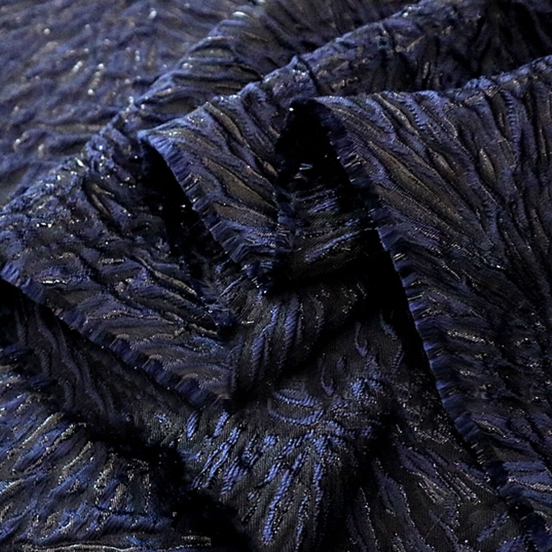 Navy Emboss Jacquard Fabric Stripe Polyeter Brocade Damask for Sewing ...