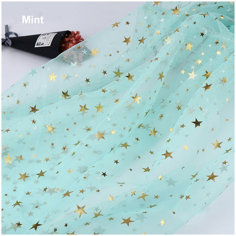 Glitter Star Print Tulle Soft Tulle Lace Gold Star Lace - Etsy