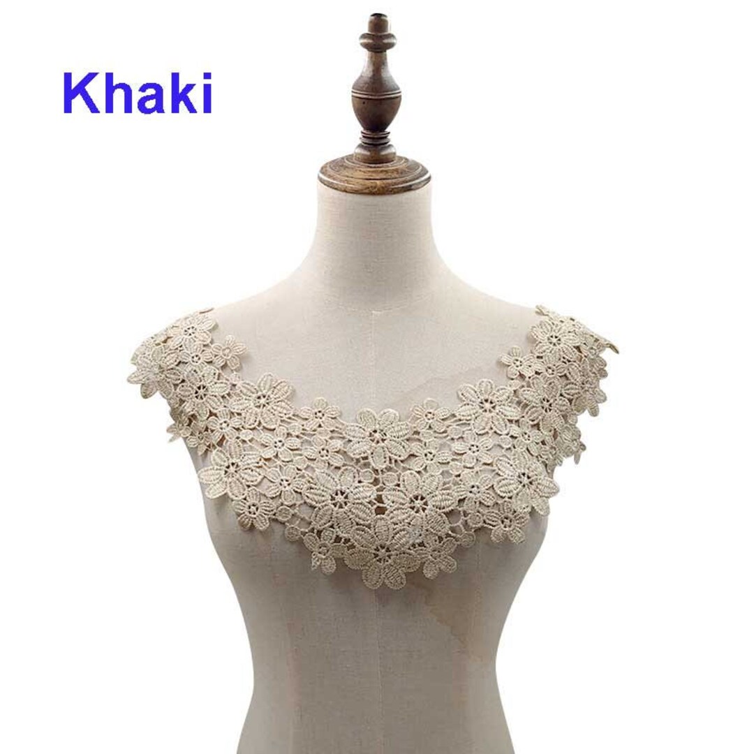 Guipure Sew on Floral Neckline Lace Trim Applique Flower Embroidery ...
