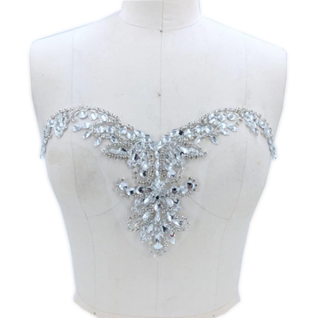 V-neck Bling Addition Beaded Neckline Trims Beaded Sequined Bodice ...