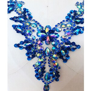Sparkling V-neck Applique Rhinestone Neckline Trims Belt Beaded Sequins ...