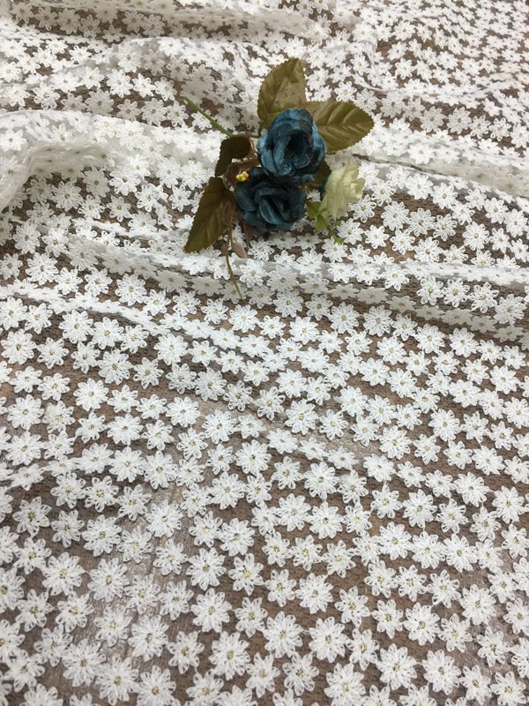 Blossom Little Floral Lace Fabric Flower Lace Daisy Flower Lace Fabric ...