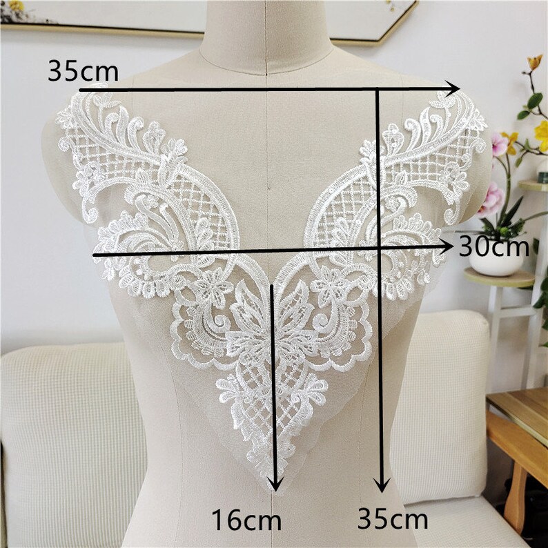 V Neck Large Lace Applique off White Lace Motif Embroidery | Etsy