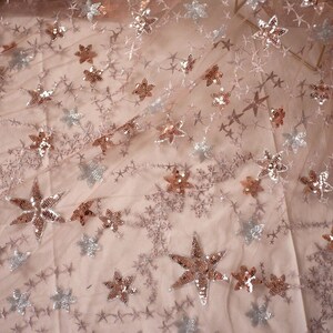 Star Embroidery Sequined Lace Fabric Sparkling Star Lace Tulle Overlay ...