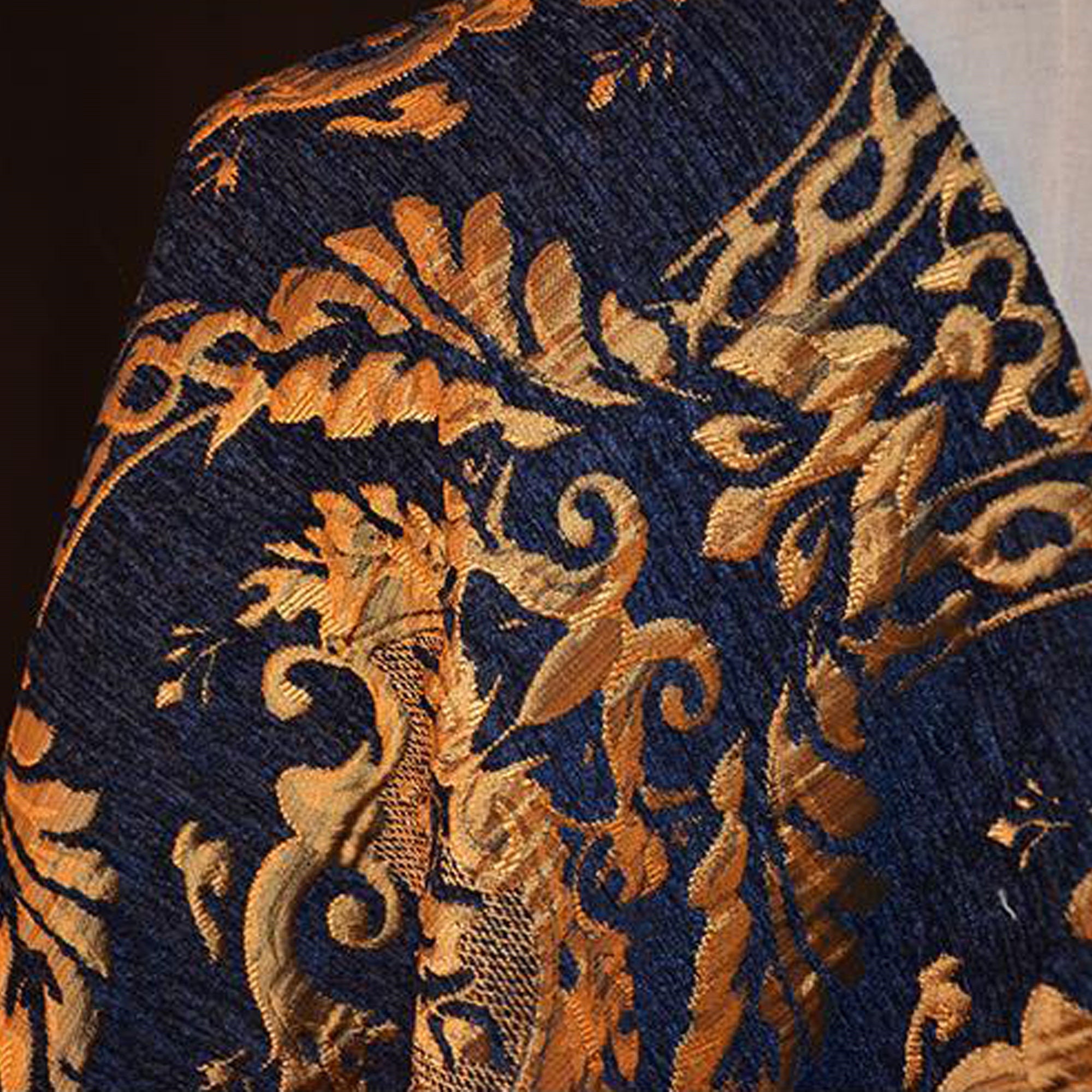 Golden Emboss Jacquard Fabric Polyeter Brocade Damask for Haute Couture ...