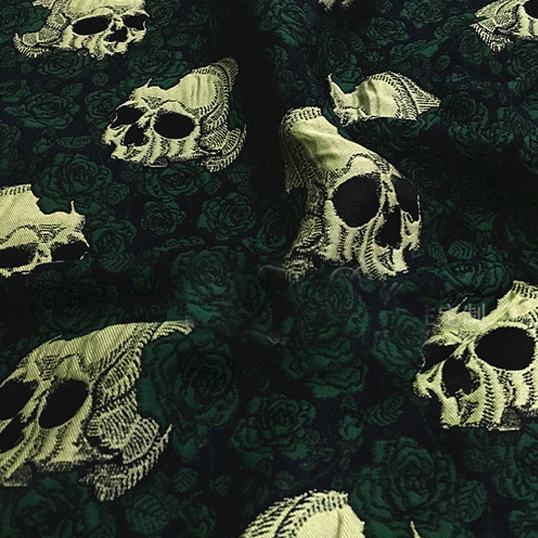Skull and Roses Brocade Fabric Emboss Jacquard Fabric for Haute Couture ...