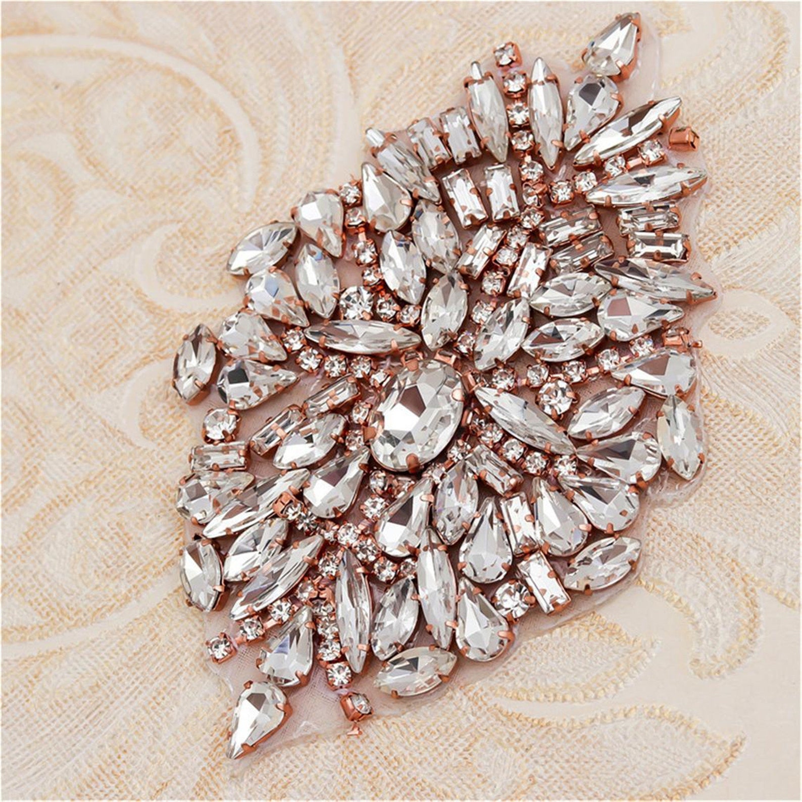 Rhinestone Shoe Clips Applique Crystal Appliques Diamante Patch Sash ...