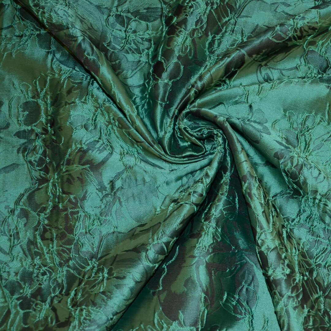 Green Emboss Jacquard Fabric Polyeter Brocade Damask for Haute Couture ...