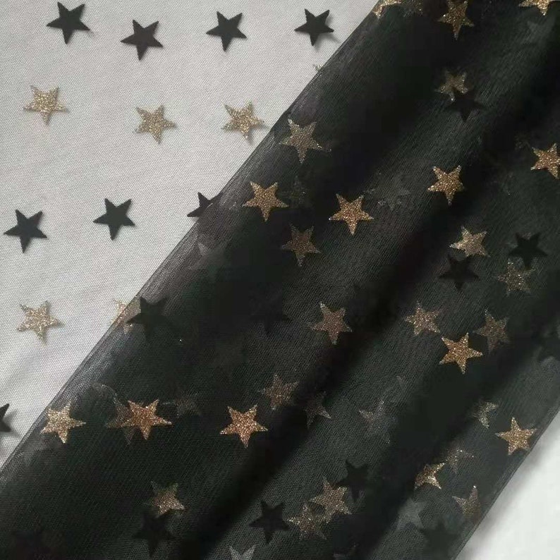 Flocking Star Embroidery Tulle Lace Fabric Soft Mesh - Etsy