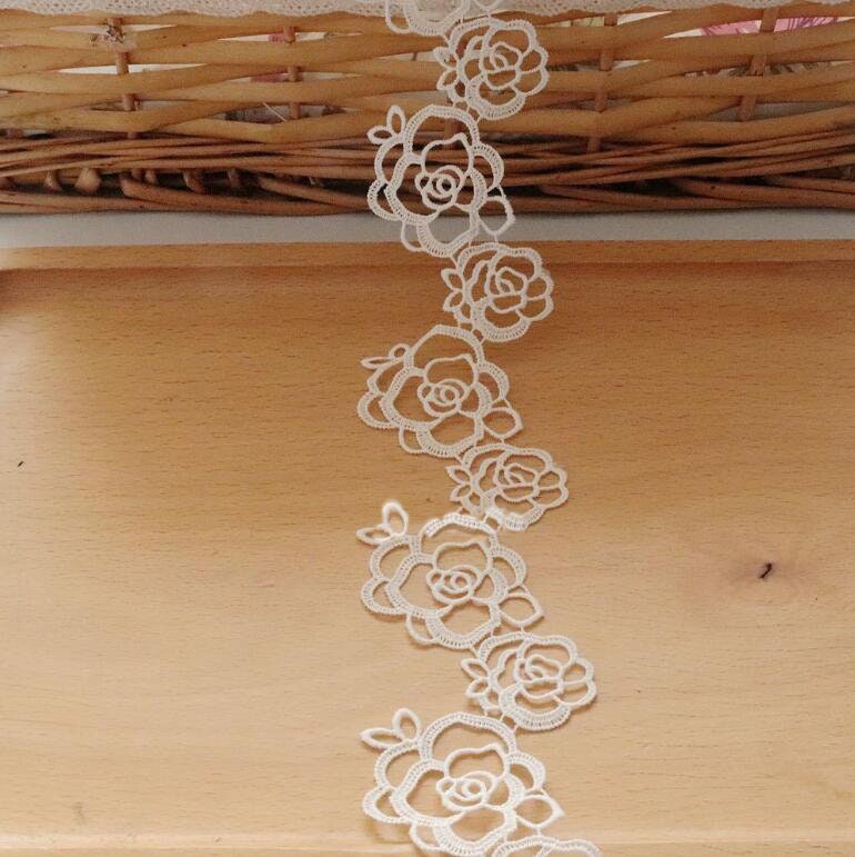 Rose Flower Guipure Lace Trim, Bridal Lace Trim, Vintage Lace, Ivory ...