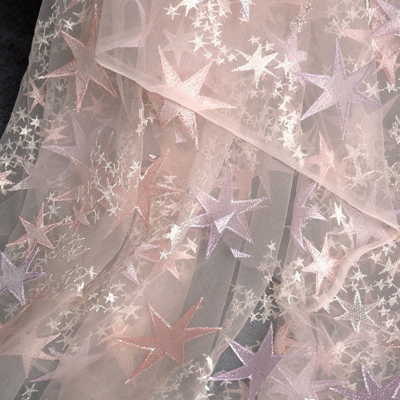 Star Embroidery Tulle Lace Fabric Soft Lace Mesh Constellation Lace ...