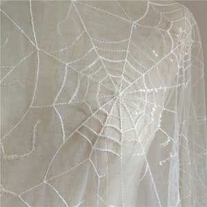 Spider Web off White Embroidery Lace With Sequin Embroidery Lace Fabric ...