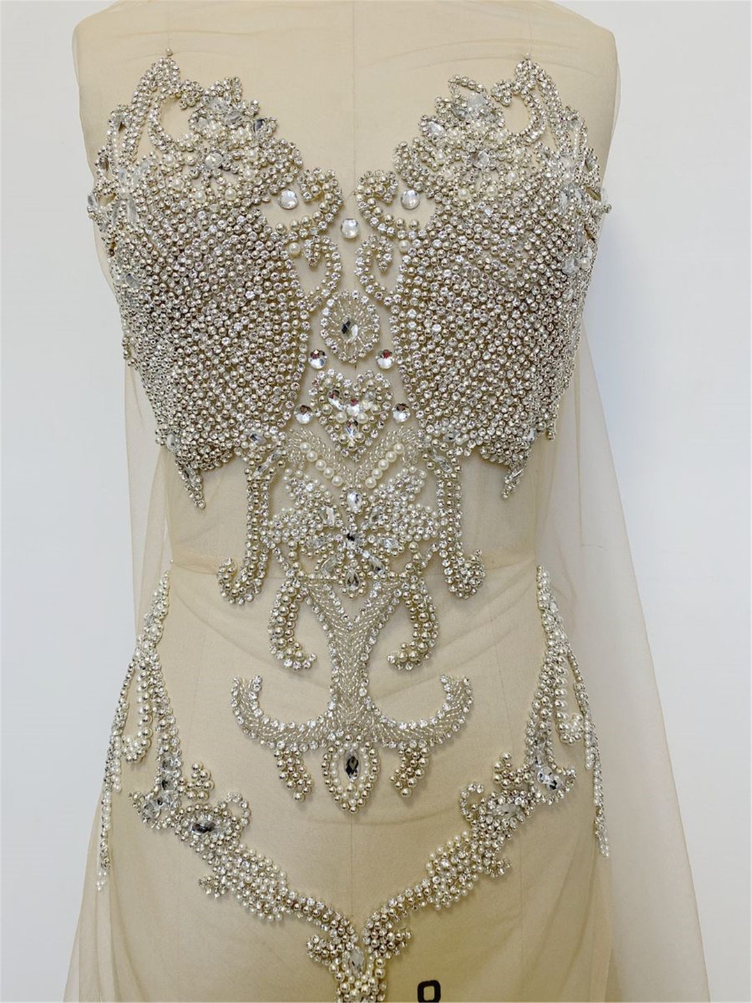 Strass Paillettes Applique Grande Sposa Corpetto Applique / Rhinestone ...