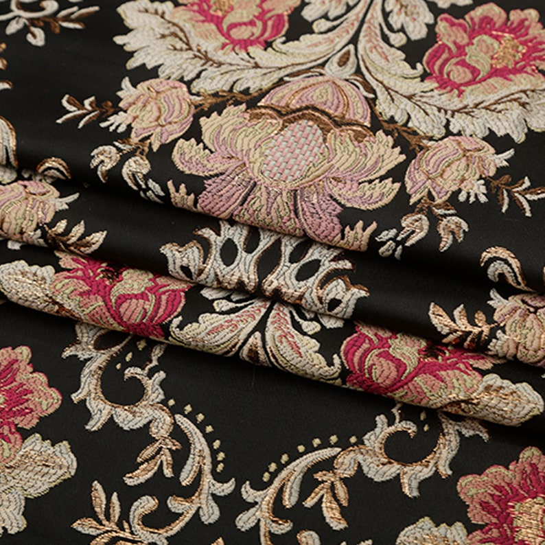 Vintage Emboss Jacquard Fabric Flower Brocade Damask for Haute Couture ...