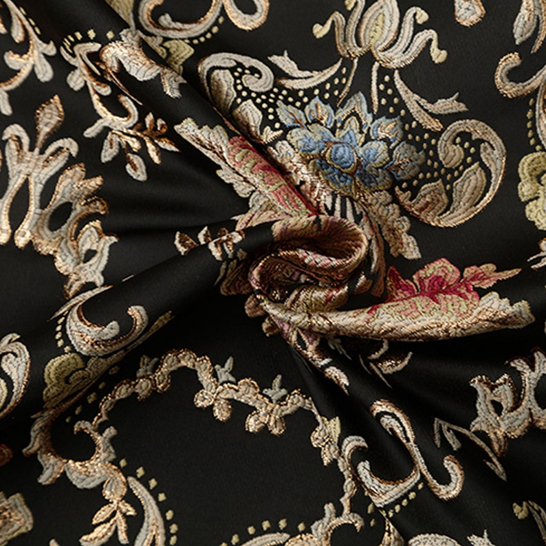 Vintage Emboss Jacquard Fabric Flower Brocade Damask for Haute Couture ...