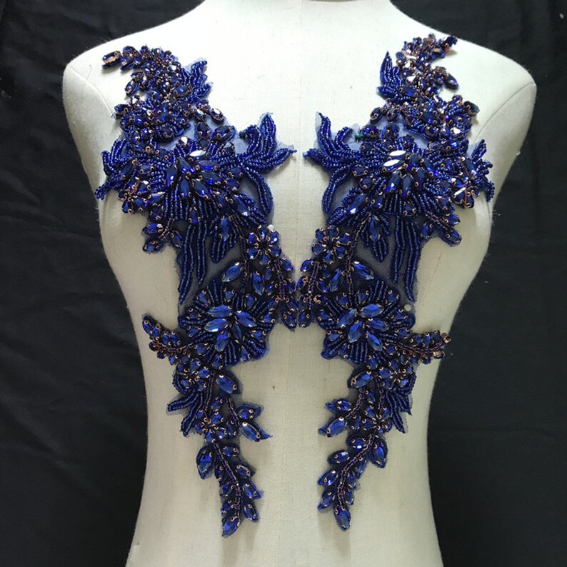 Exquisite Gold Rhinestone Applique Golden Crystal Beaded - Etsy