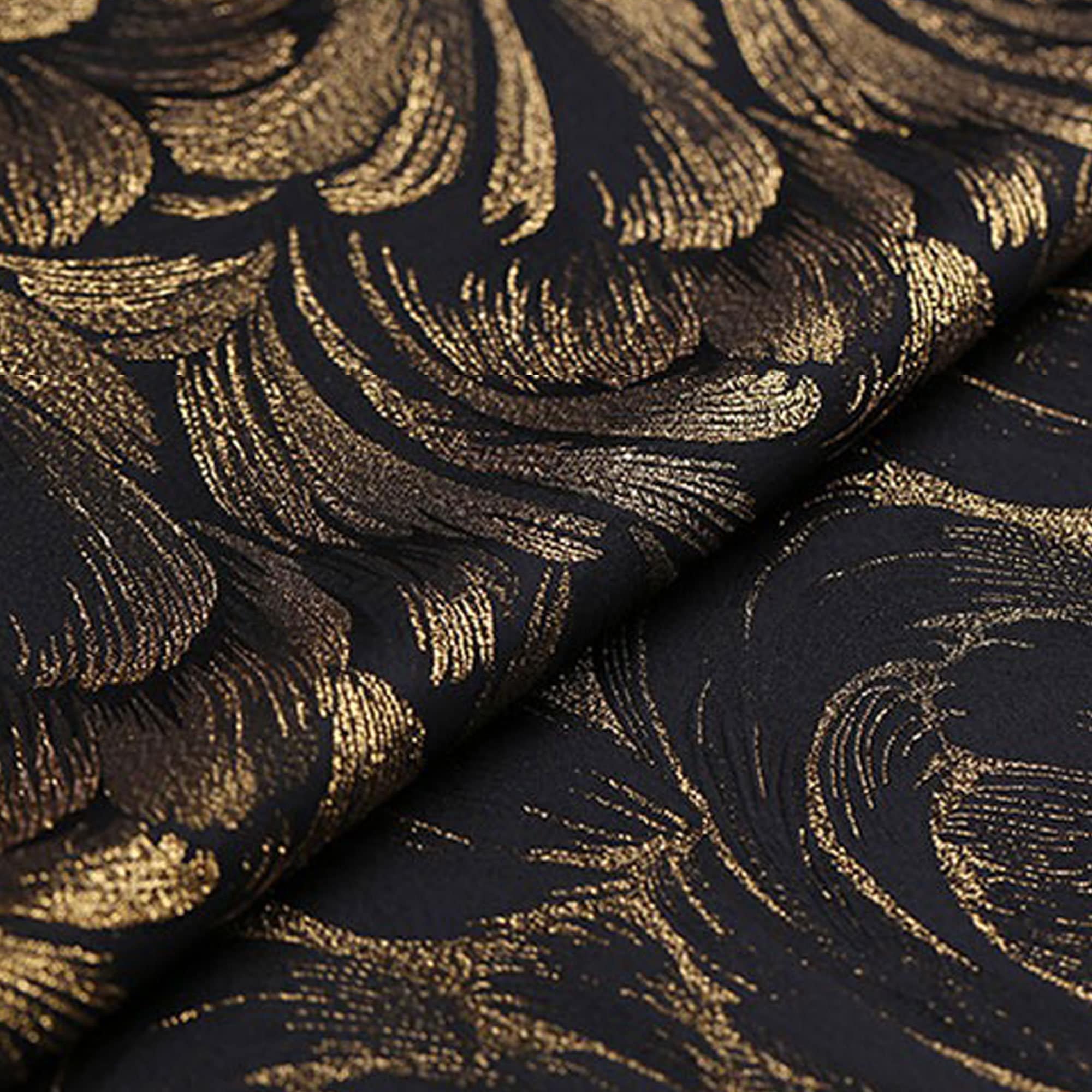 Golden Emboss Jacquard Fabric Lame Brocade Damask for Haute - Etsy