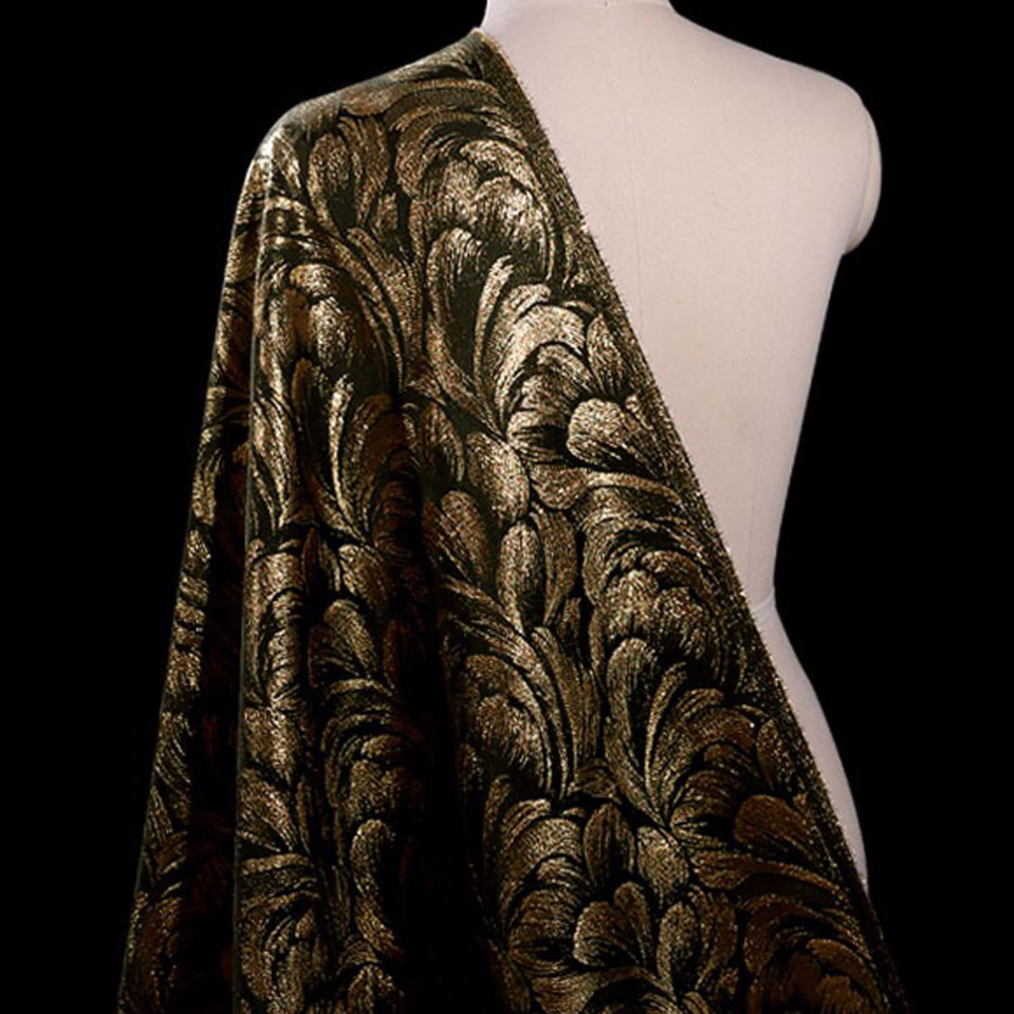 Golden Emboss Jacquard Fabric Lame Brocade Damask for Haute - Etsy