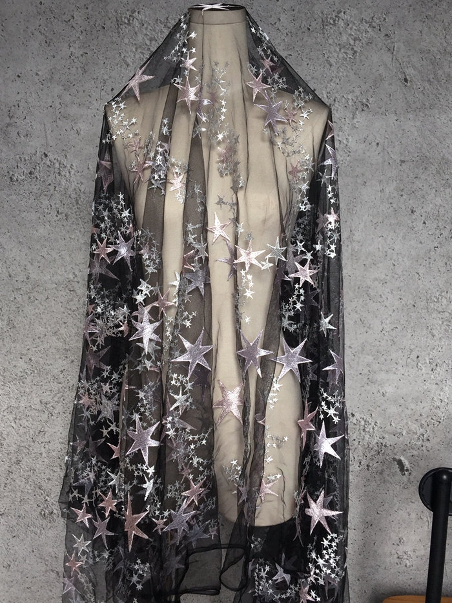 Star Embroidery Tulle Lace Fabric Soft Lace Mesh Constellation Lace ...