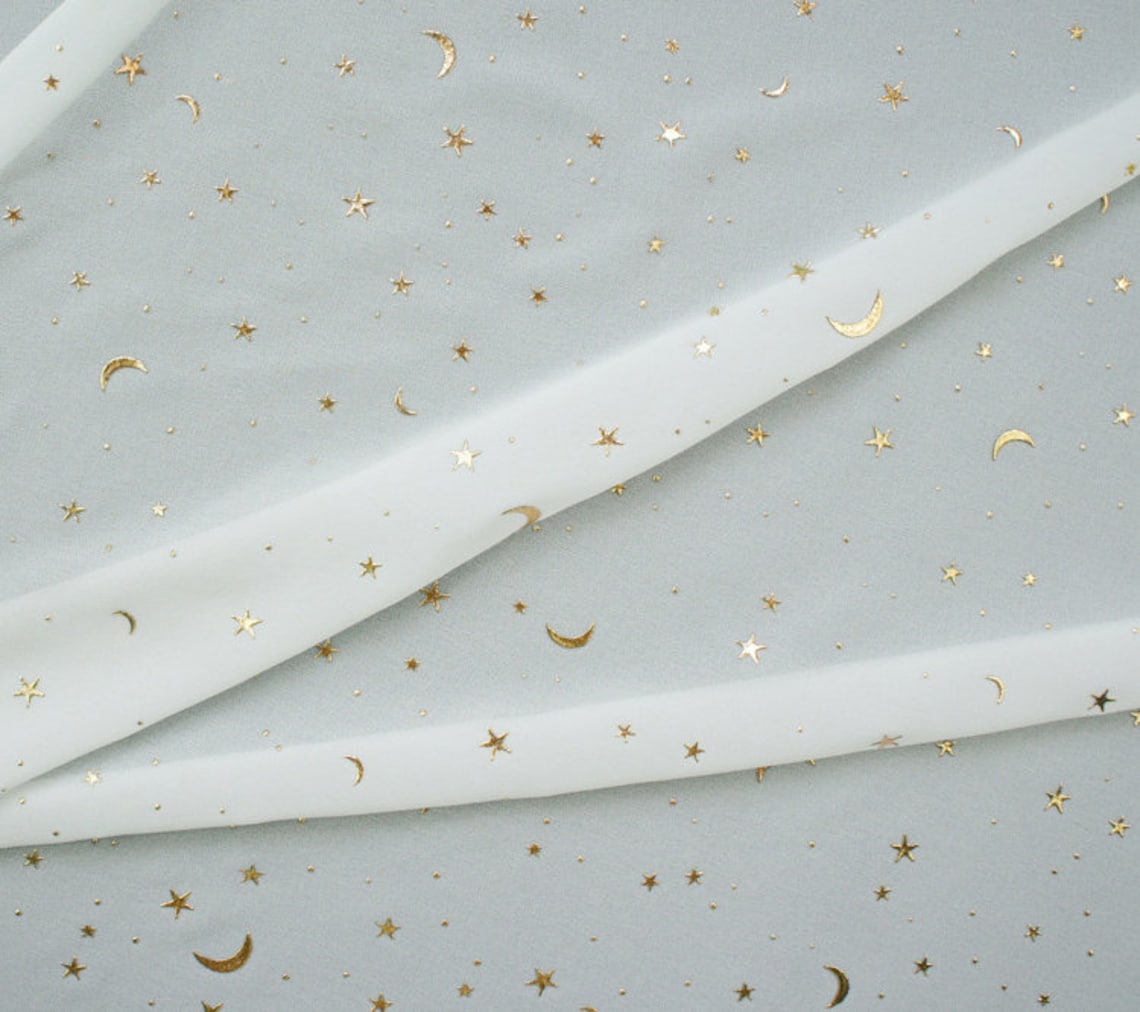 Moon Star Chiffon Fabric 2 Color Fabric Elegant Soft Lace | Etsy