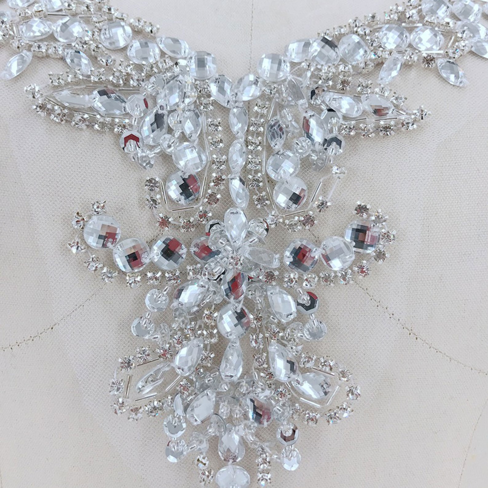 V-neck Bling Addition Beaded Neckline Trims Beaded Sequined - Etsy