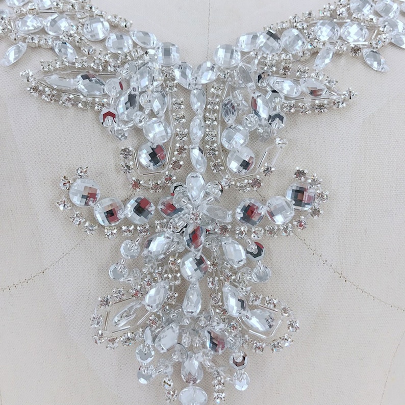 V-neck Bling Addition Beaded Neckline Trims Beaded Sequined Bodice ...
