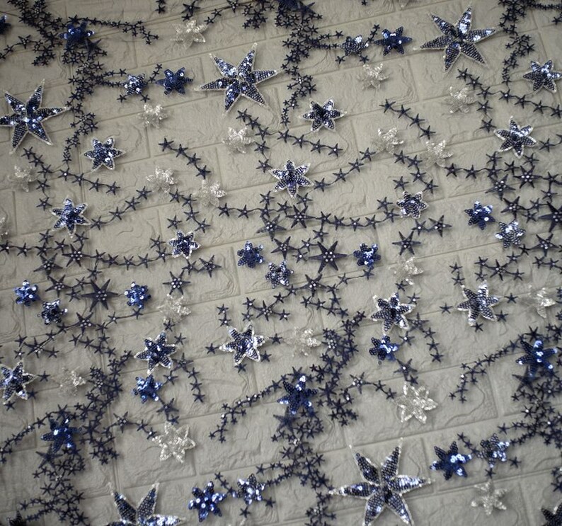 Star Embroidery Sequined Lace Fabric Sparkling Star Lace Tulle - Etsy