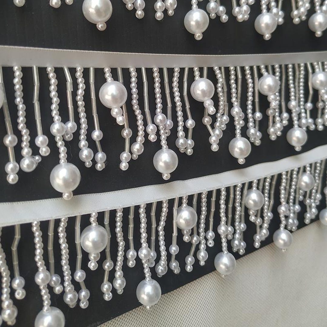 Big and Small Pearl Bead Fringe Trim Tassel Trim Bugle Pearl Tassel for ...